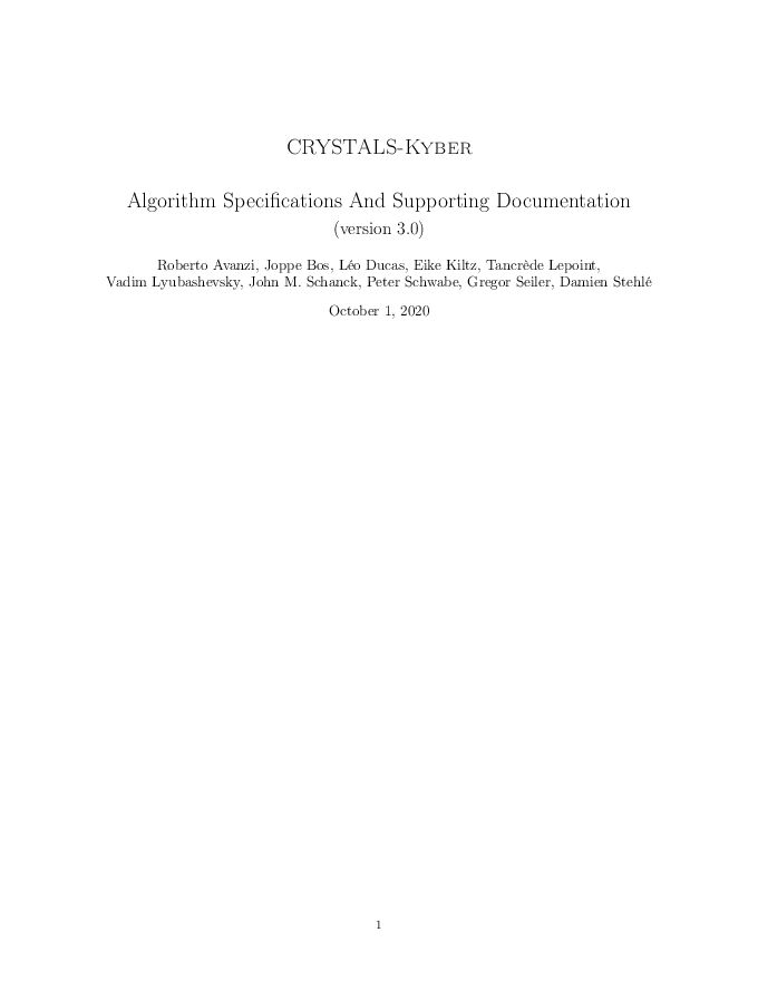 2022年 7月kyber算法参考书下载 - 报告汇